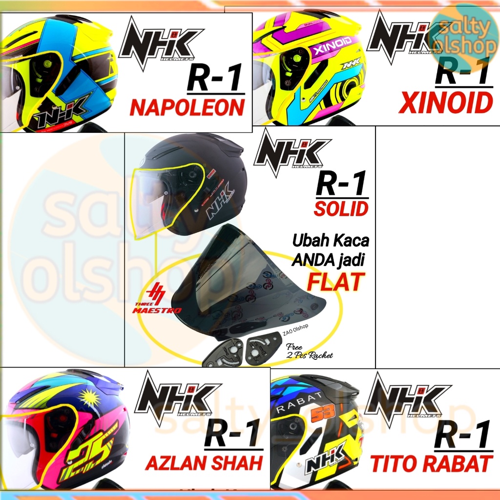Jual nhk r1 / Kaca helm venom datar / visor flat open venom NHK R1 ...