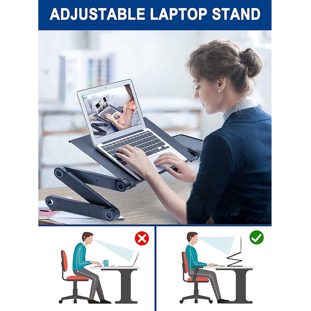 Jual PP Premium Meja Laptop V2 Meja Kerja Belajar Aluminium Mouse Kipas ...