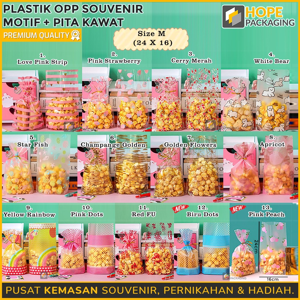 Jual [ 20 PCS ] OPP Kemasan Plastik + Pita Kawat Souvenir Motif Kue ...