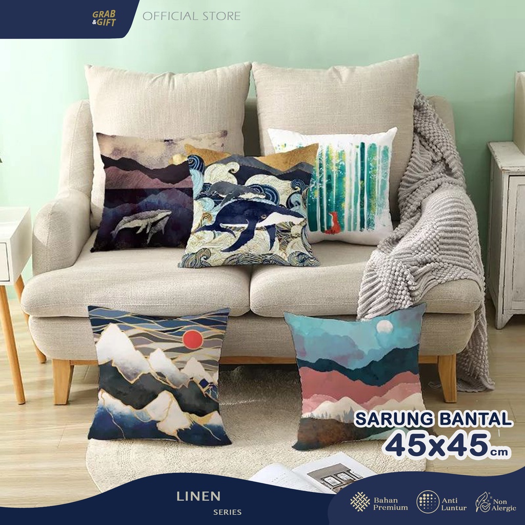 Jual SARUNG Bantal Sofa Print 45x45 cm Linen Motif Gold Japan Retro ...