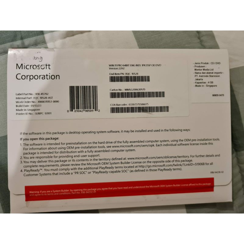 Jual Microsoft Windows 11 pro pack OEM 64 bit | Shopee Indonesia