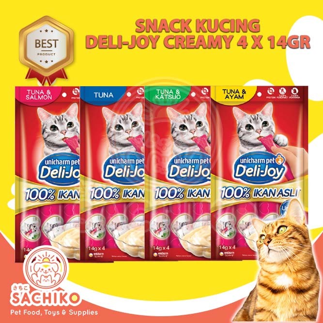 Jual DELIJOY CREAMY PREMIUM SNACK KUCING ( 4 X 14 GR ) | Shopee Indonesia