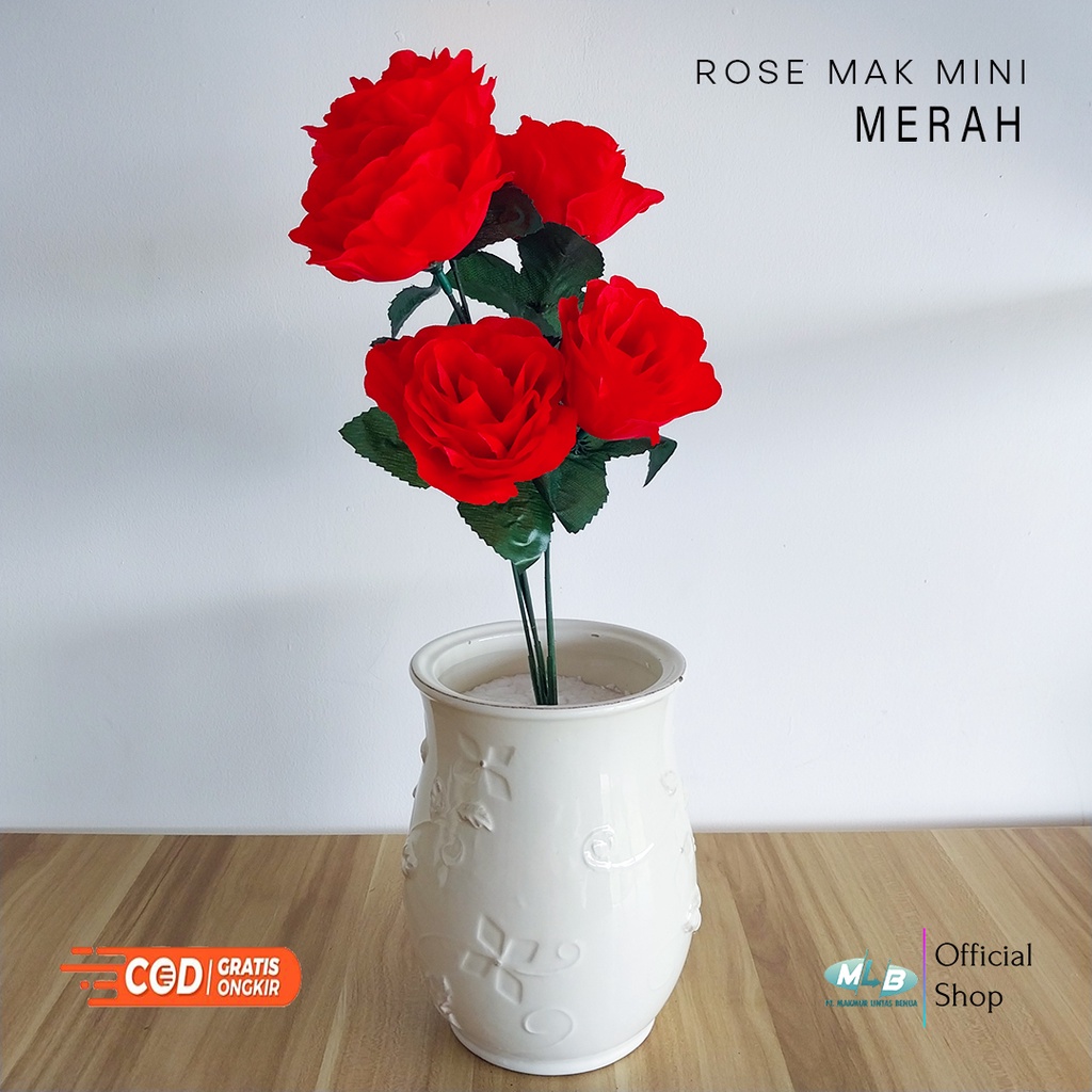 Jual MLB Bunga Mawar Rose MAK Mini Artificial Bahan Buket Rose Cabang 5 ...