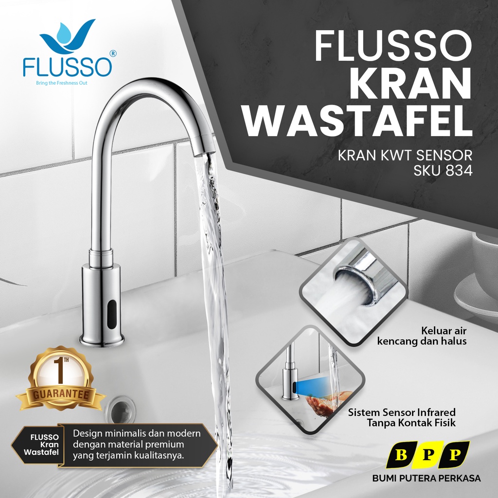 Jual Kran Sensor Otomatis FLUSSO Angsa Wastafel Original Garansi| 834 ...