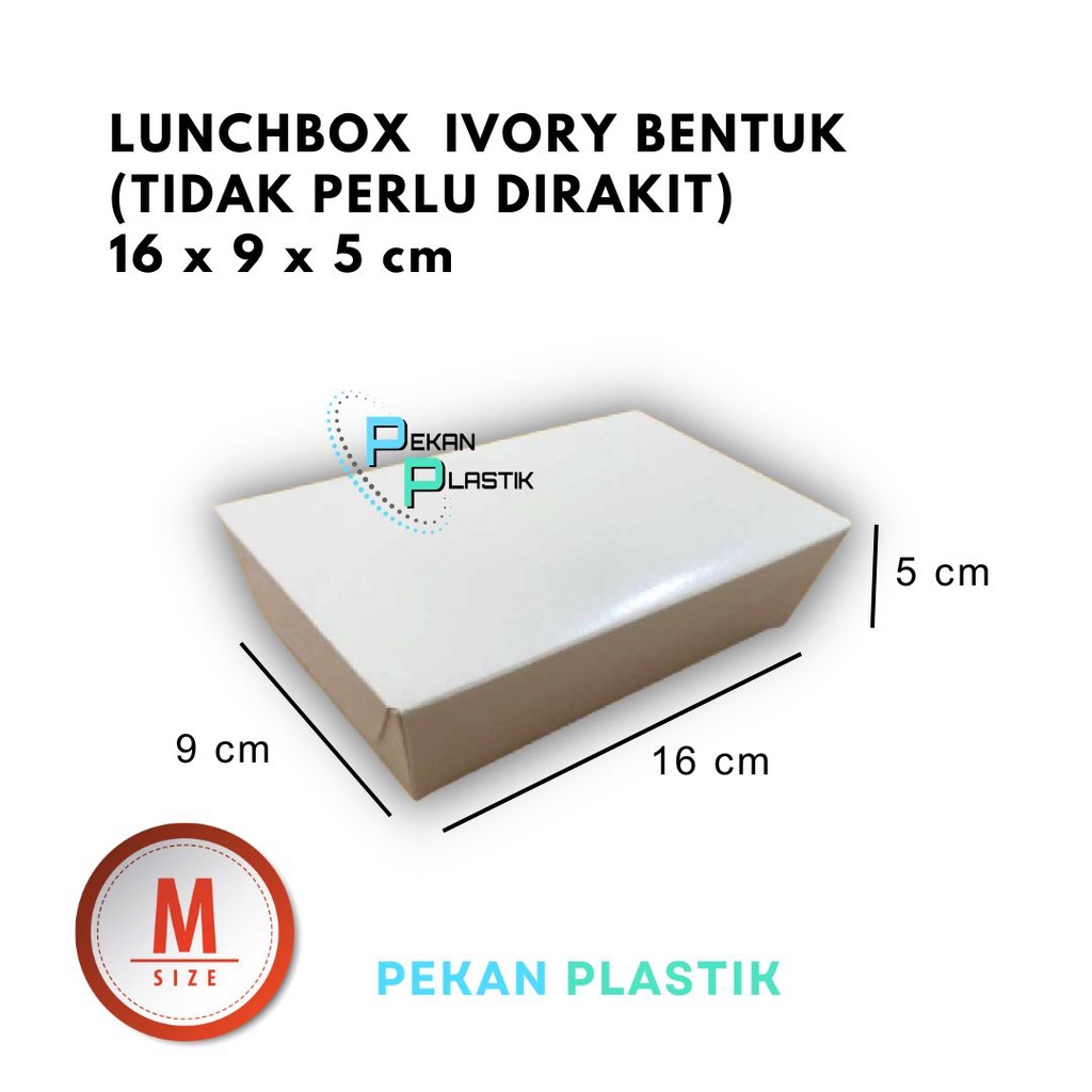 Jual 50 pcs Paper Lunch Box Size M dan L Ivory putih / Kotak Nasi Ivory putih | Shopee Indonesia