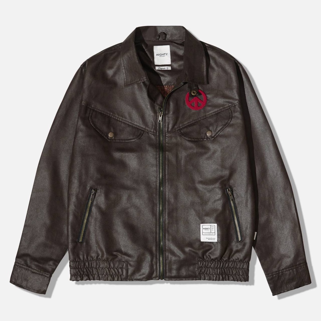 Jual HIGHTY Peace Brown Brushed Flight Jacket | Jaket Bomber Biker Pria ...