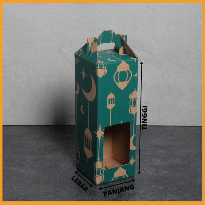 Jual kardus jinjing kemasan botol 1 liter edisi idul fitri box tenteng ...