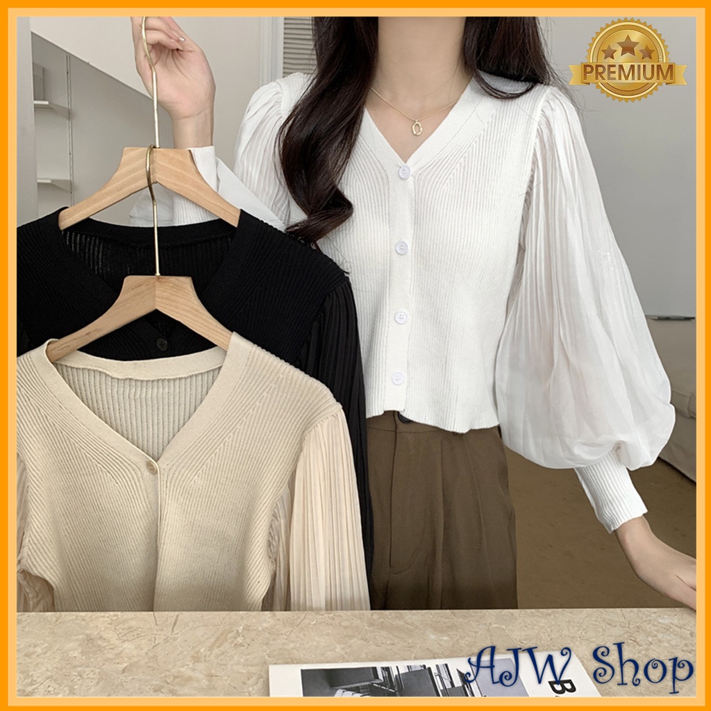 Jual AJW Atasan Korean Style Wanita Import Rajut Premium Lengan Panjang XB | Atasan Kondangan ...