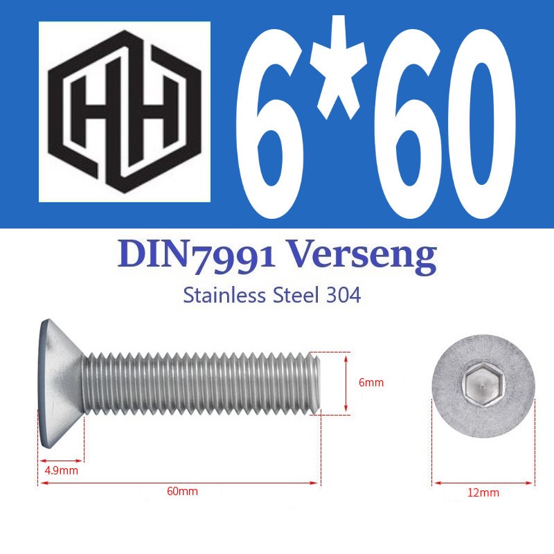 Jual Baut L Flat M6 x 60 Verseng Flat Head Hex Stainless Steel BV660 ...