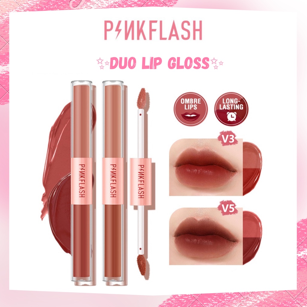 Jual Pinkflash Duo Lip Gloss Double Sense 2 In 1 Dual Ended Lipstick ...