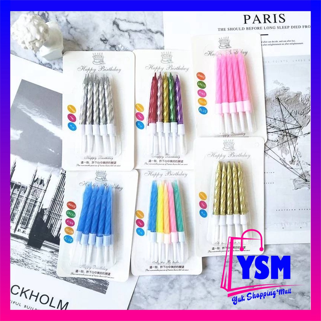 Jual YSM Lilin Ulang Tahun Spiral Kecil 10 Pcs Lilin Ulir Metalik ...