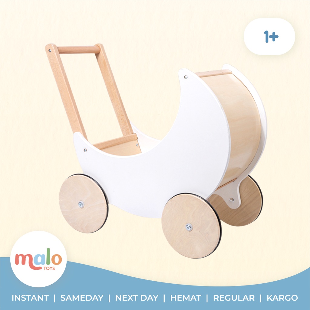 Jual MALOTOYS - Wooden Trolley Trolly Moon Shopping Cart Wood Kayu Toys ...