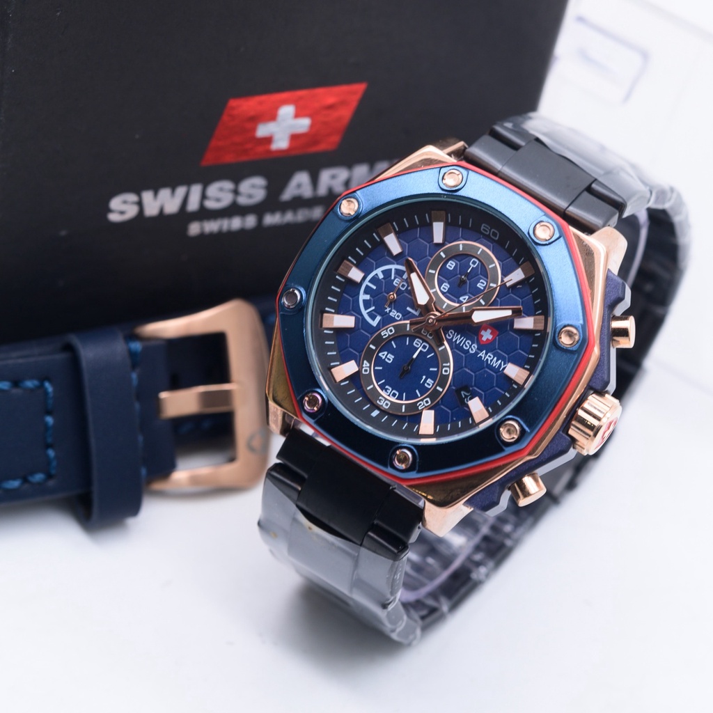 Jual Jam Tangan Pria Super Sporty ChronoGraph Rantai Free Strap Kulit ...