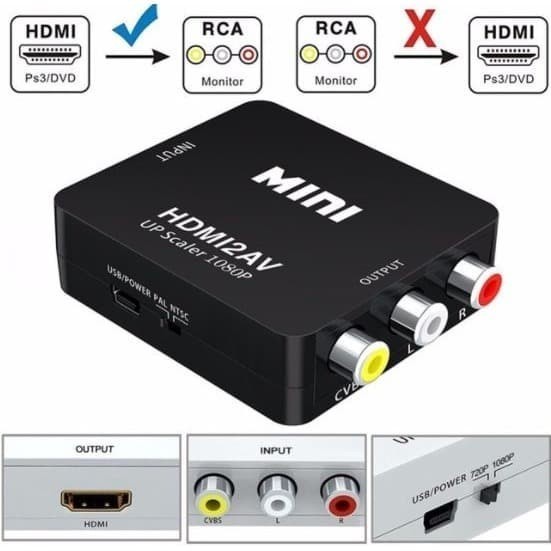 Jual HDMI to AV RCA Converter Adapter MINI HDMI2AV ADAPTER MINI BOX ...