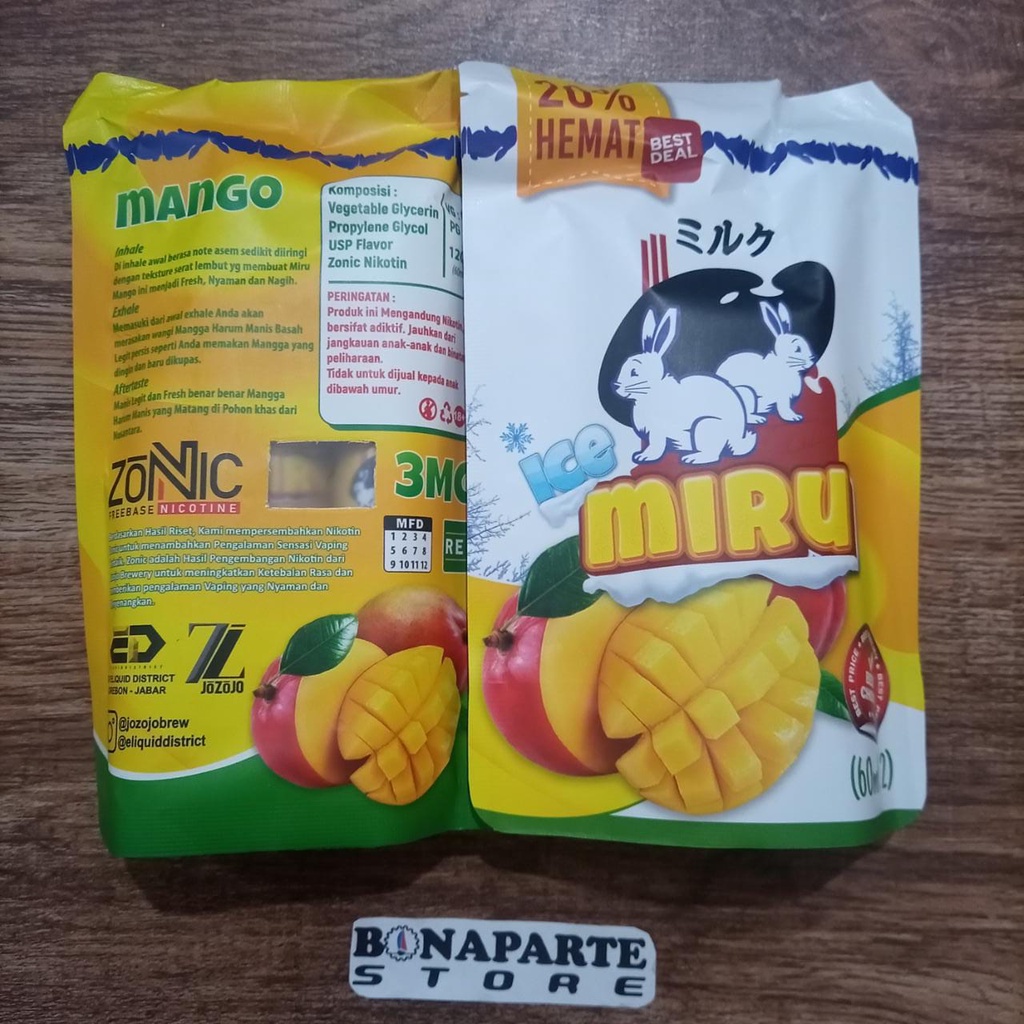Jual Liquid Miru Ice Mango 3MG by Jozojo Brewery Cukai 2023 | Shopee ...