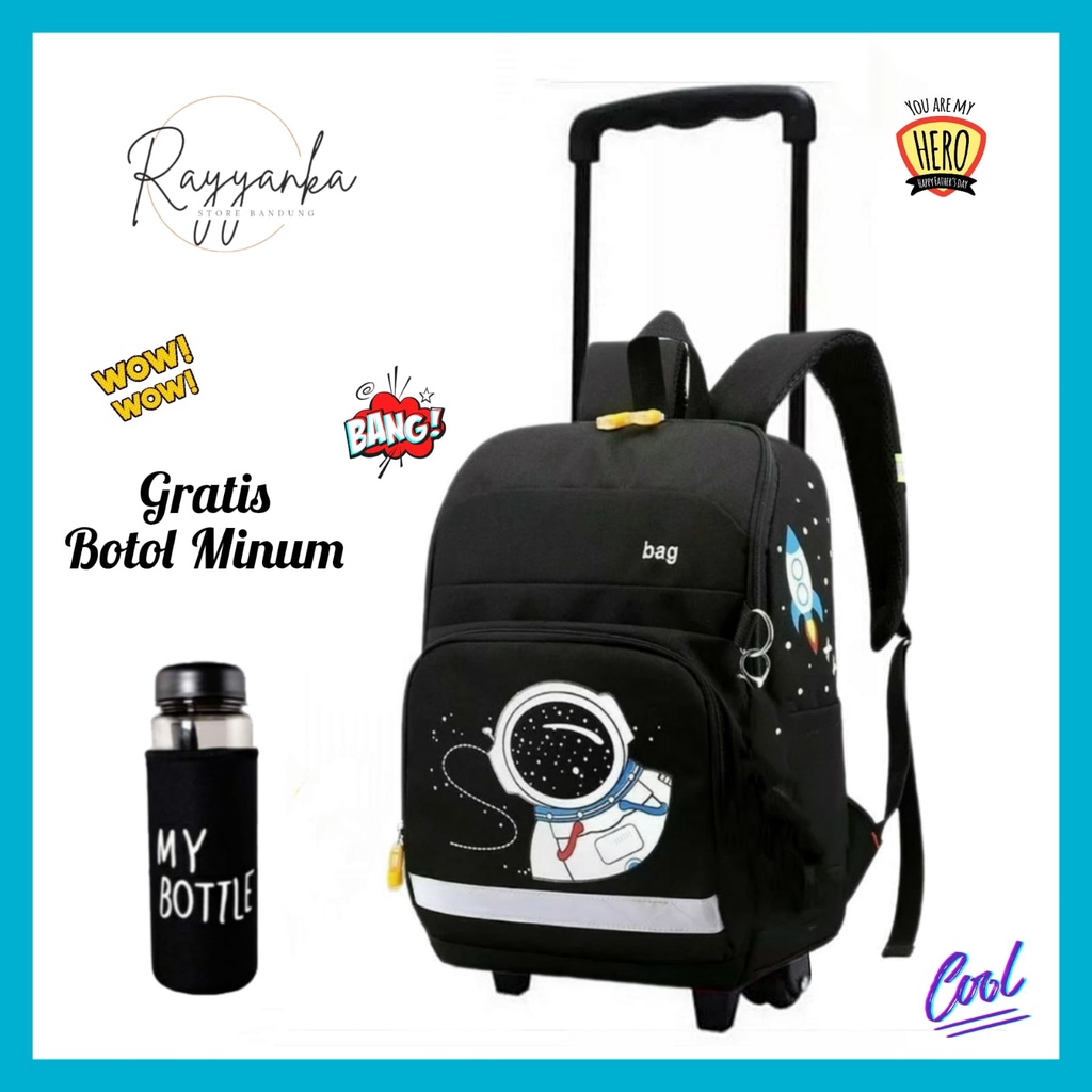 Jual Tas Ransel Troli Anak Motif Astr0ball Gratis Botol Minum Untuk Sekolah Anak Tk Paud Sd ...