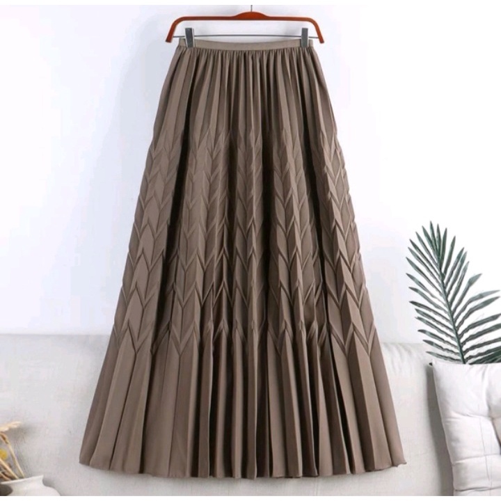 Jual GS- ROK PLISKET KOMBI ZIGZAG/ ROK WANITA/ROK PLISKET PANJANG/ROK MUSLIM/ROK PLEATED/MAXY ...