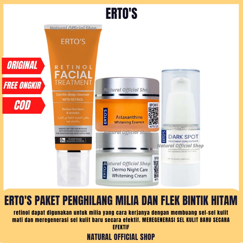 Jual Ertos Paket Penghilang Milia Dan Flek Hitam Paling Ampuh 4IN1 ...