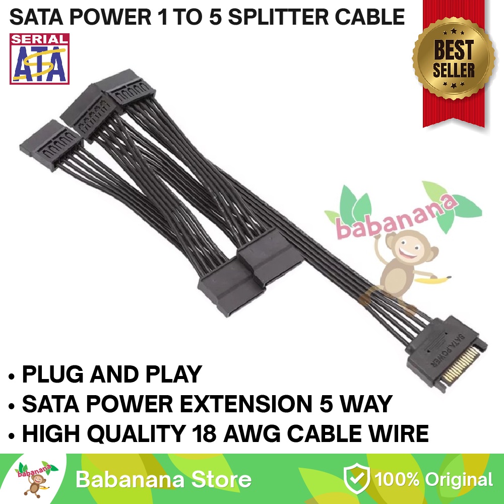 Jual SATA 1 to 5 Splitter Cabang SSD HDD Extension Cable Kabel Power ...