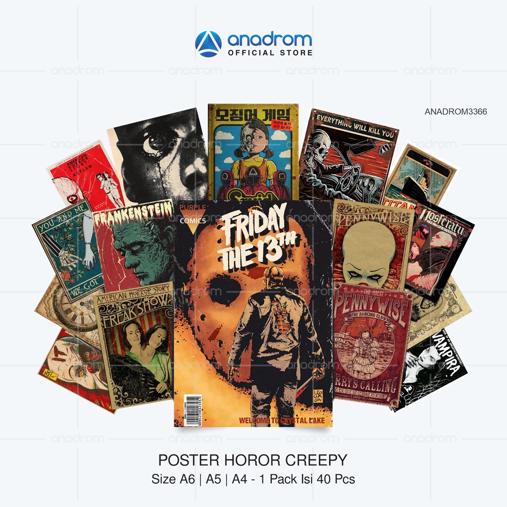 Jual Poster Hororr Creepy | Poster Hallowen Size A4 - A5 - A6 ...
