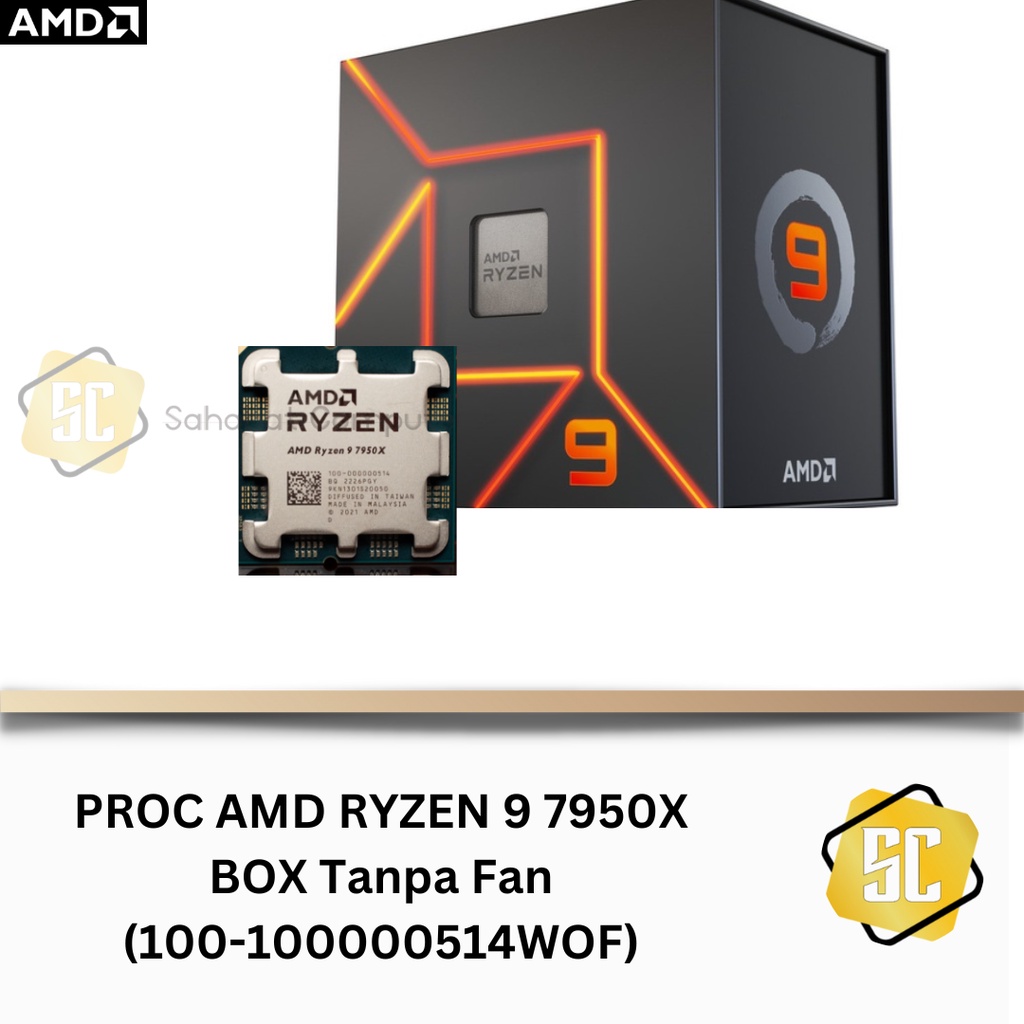 Jual PROC AMD RYZEN 9 7950X BOX Tanpa Fan (100-100000514WOF) | Shopee Indonesia