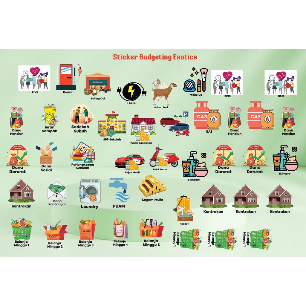 Jual Stiker Dompet Keuangan / Stiker Budgeting 44 Pcs/ Stiker Dompet ...