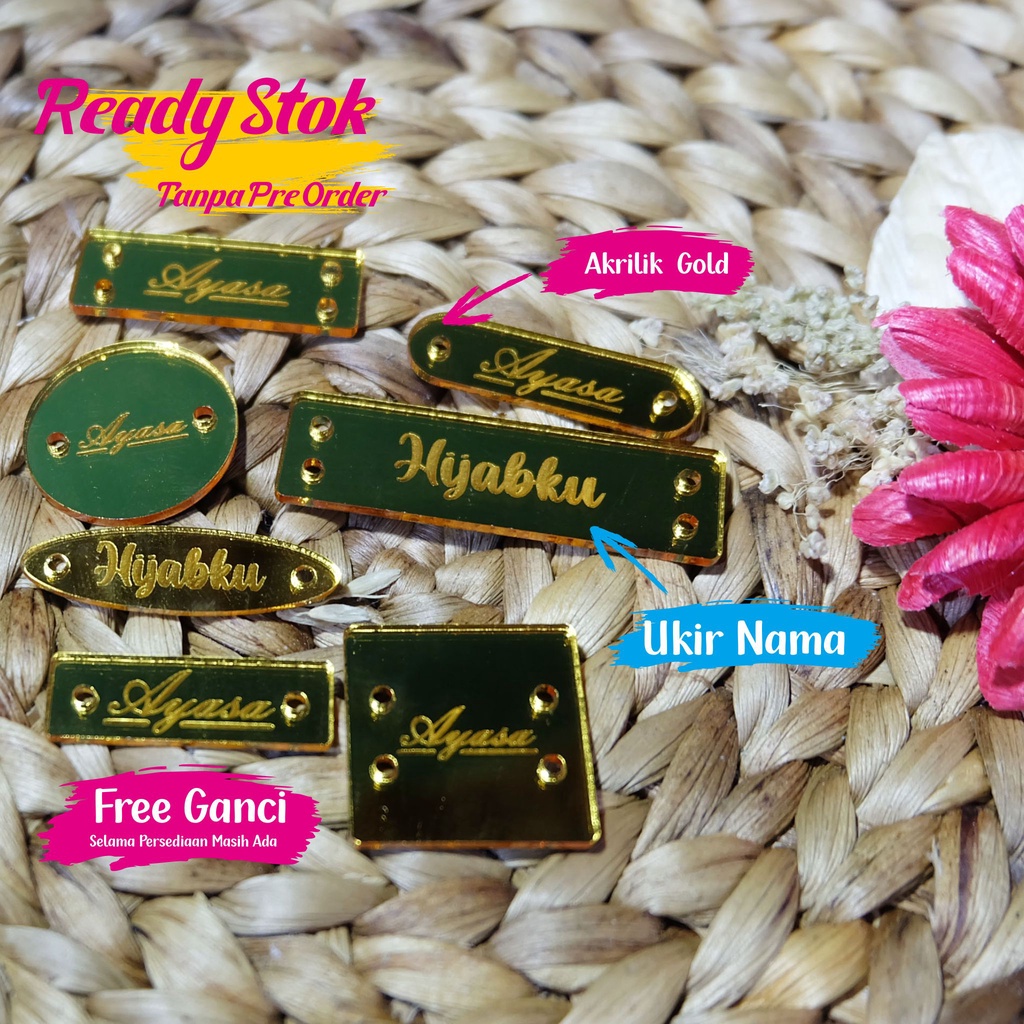Jual Label Hijab Akrilik Gold Custom Nama Logo | Shopee Indonesia