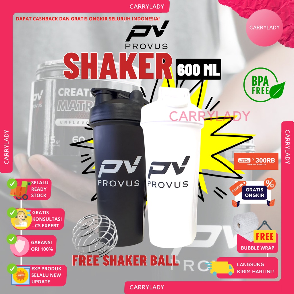 Jual Shaker Provus PV Pro Vus 600 ML Botol Minum Gym Creatine Matrix ...