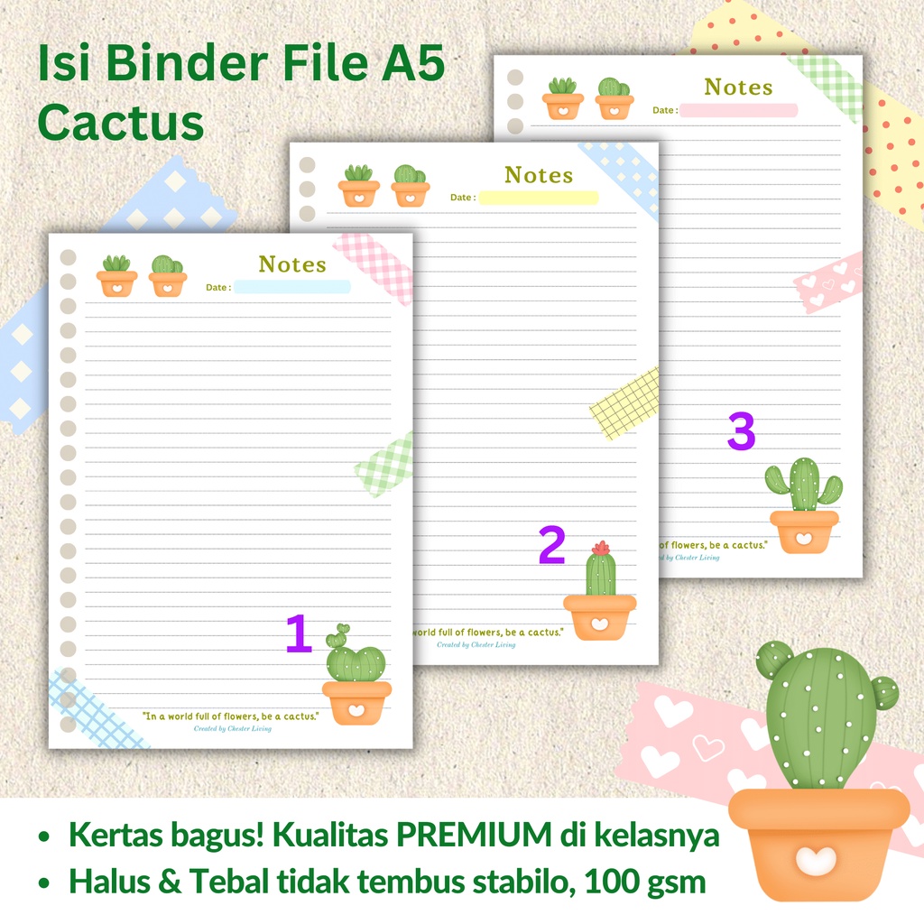 Jual CACTUS - Loose Leaf Kertas Isi File Binder A5 dan B5 / Refill Map ...