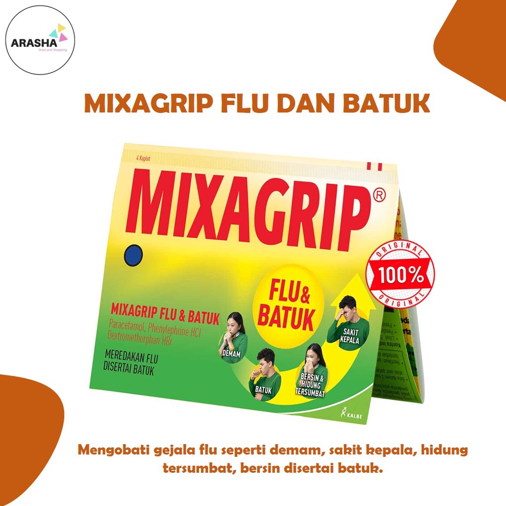 Jual MIXAGRIP FLU & BATUK 4 Tablet Obat Gejala Flu, Batuk, Demam ...