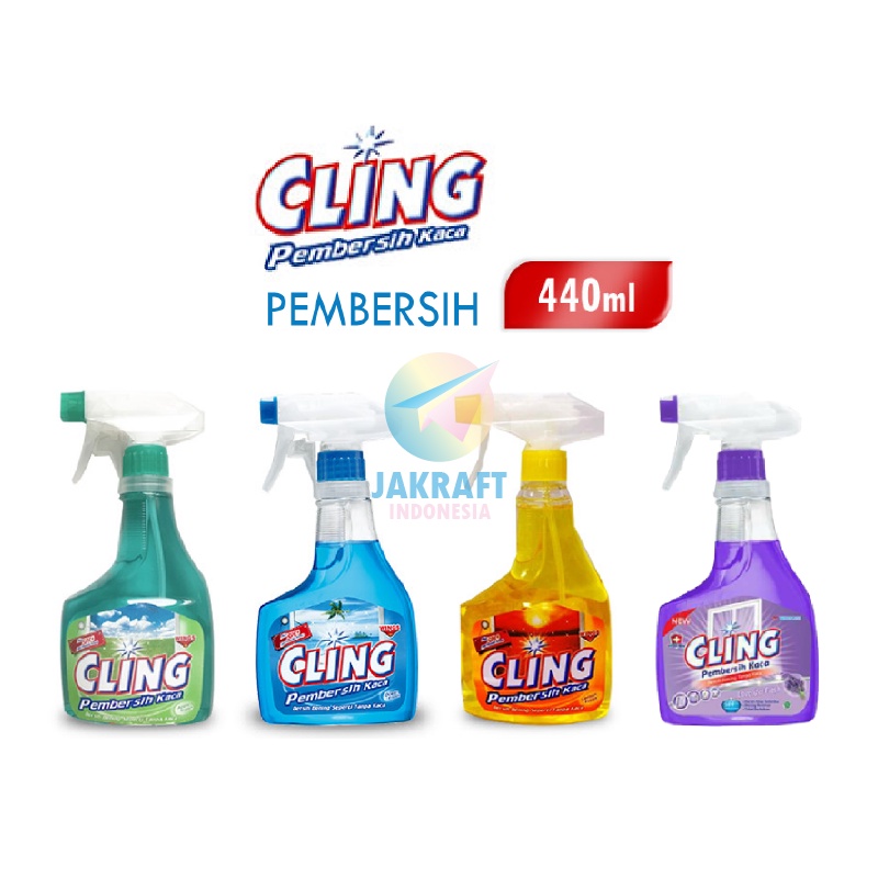 Jual (1 Botol) Cairan Pembersih Kaca CLING Botol Spray 440 ml Pouch Isi ...
