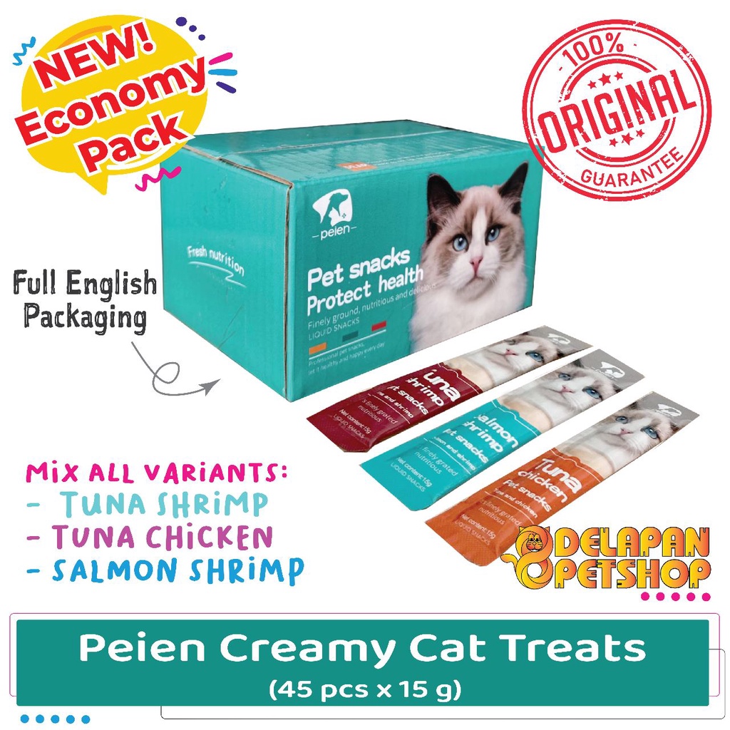 Jual Peien Creamy Cat Treats Snack Kucing Cair Liquid Box isi 15g x 45 ...