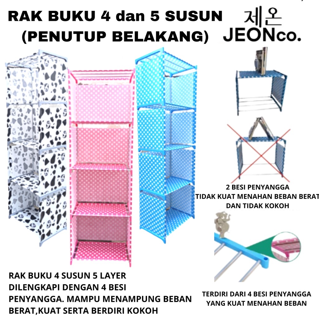 Jual RAK Buku 5 & 4 Tingkat Susun Lemari Kain Layer Grid Portable ...