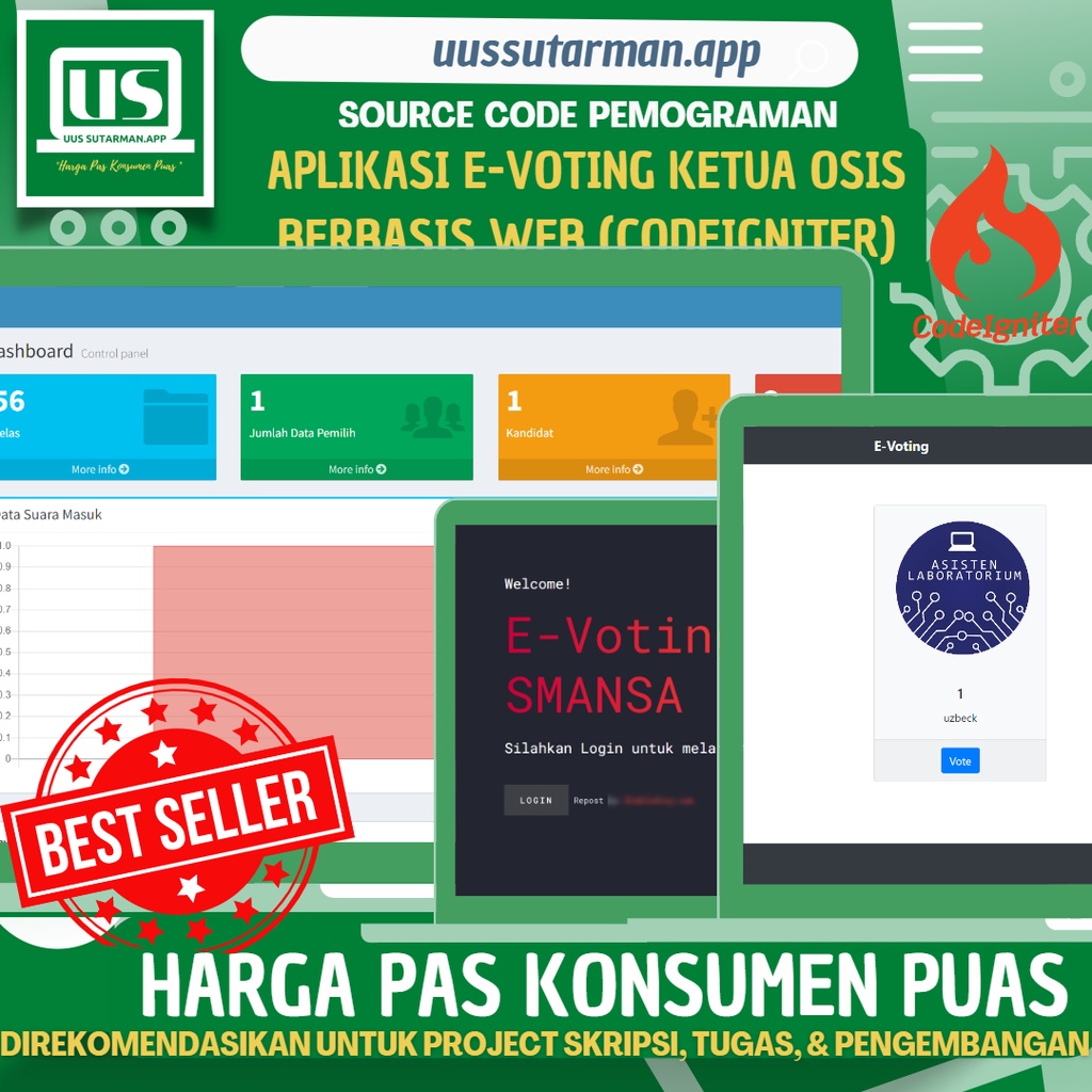 Jual Source code Aplikasi e-Voting Ketua Osis Berbasis Web (Codeigniter ...