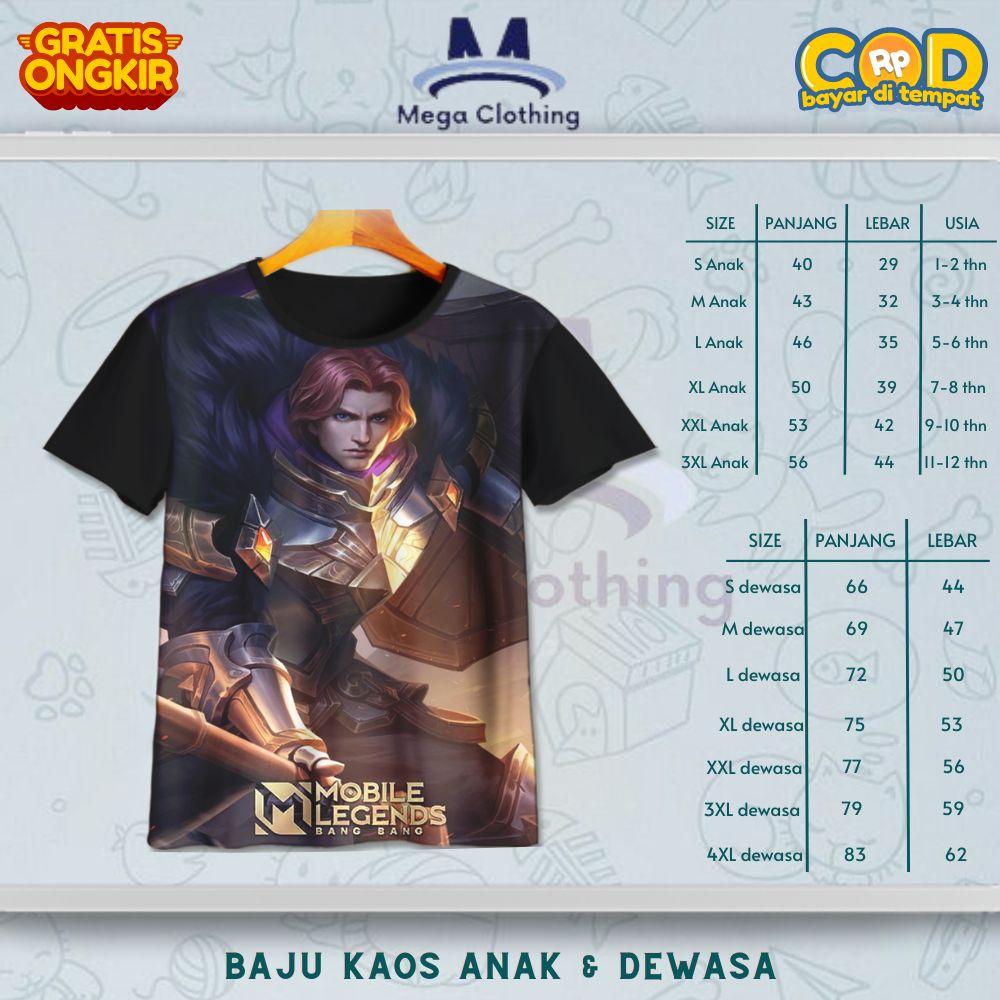 Jual Kaos ML Mobile Legend Tank Tigreal Anak & Dewasa - Baju Couple Anak & Dewasa ML Mobile ...