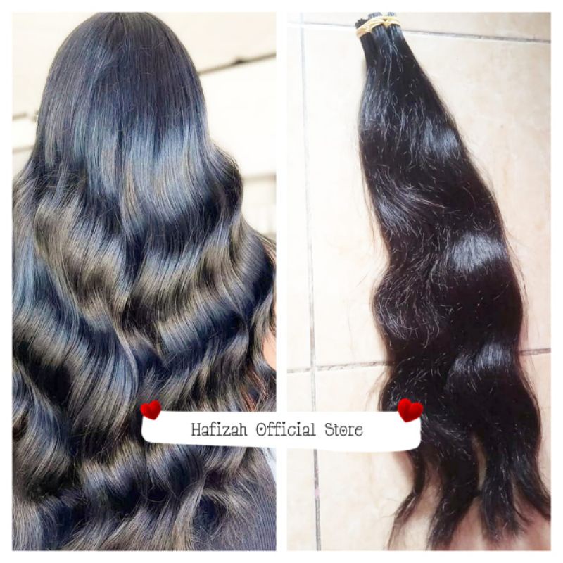 Jual ( PREMIUM QUALITY - Natural ) Hair Extension Asli 40cm , 50cm ...
