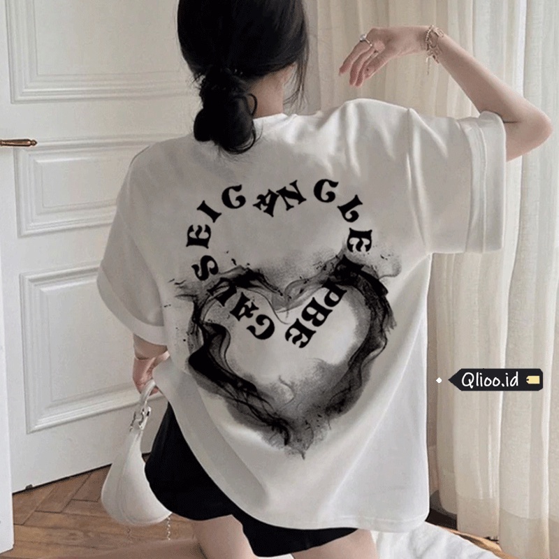 Jual Print T-shirt Kaos Lengan Pendek Retro Love Ink Baju Wanita ...
