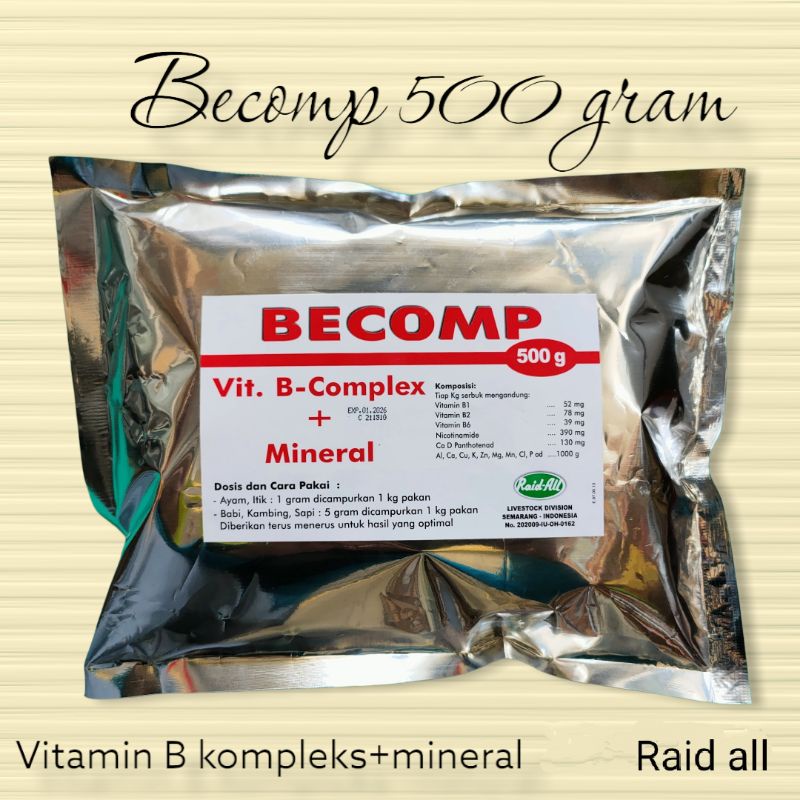 Jual BECOMP 500GR KEMASAN PLASTIK BUBUK VIT B COMPLEK DAN MINERAL ...