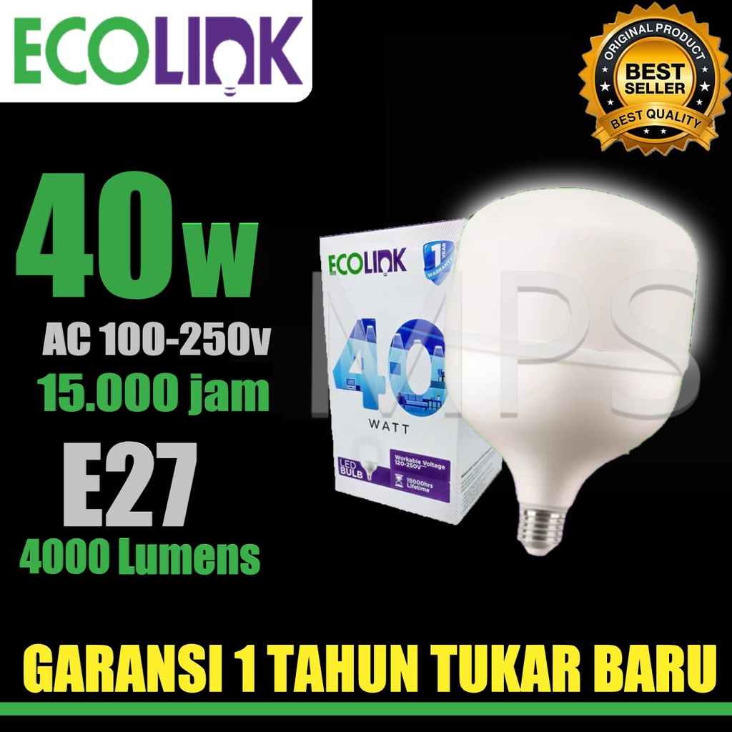 Jual Lampu LED ECOLINK Capsule Kapsul Bulb Bohlam 40w 40watt 40 w watt Putih 6500k Promo 100% ...