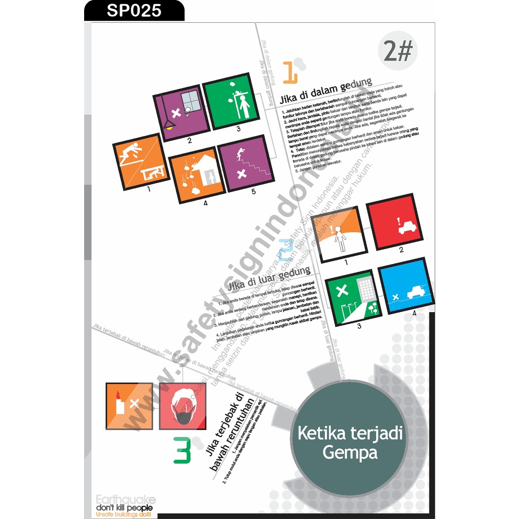 Jual SP025 Poster K3 Safety A1 Pigura - Ketika Terjadi Gempa | Shopee ...