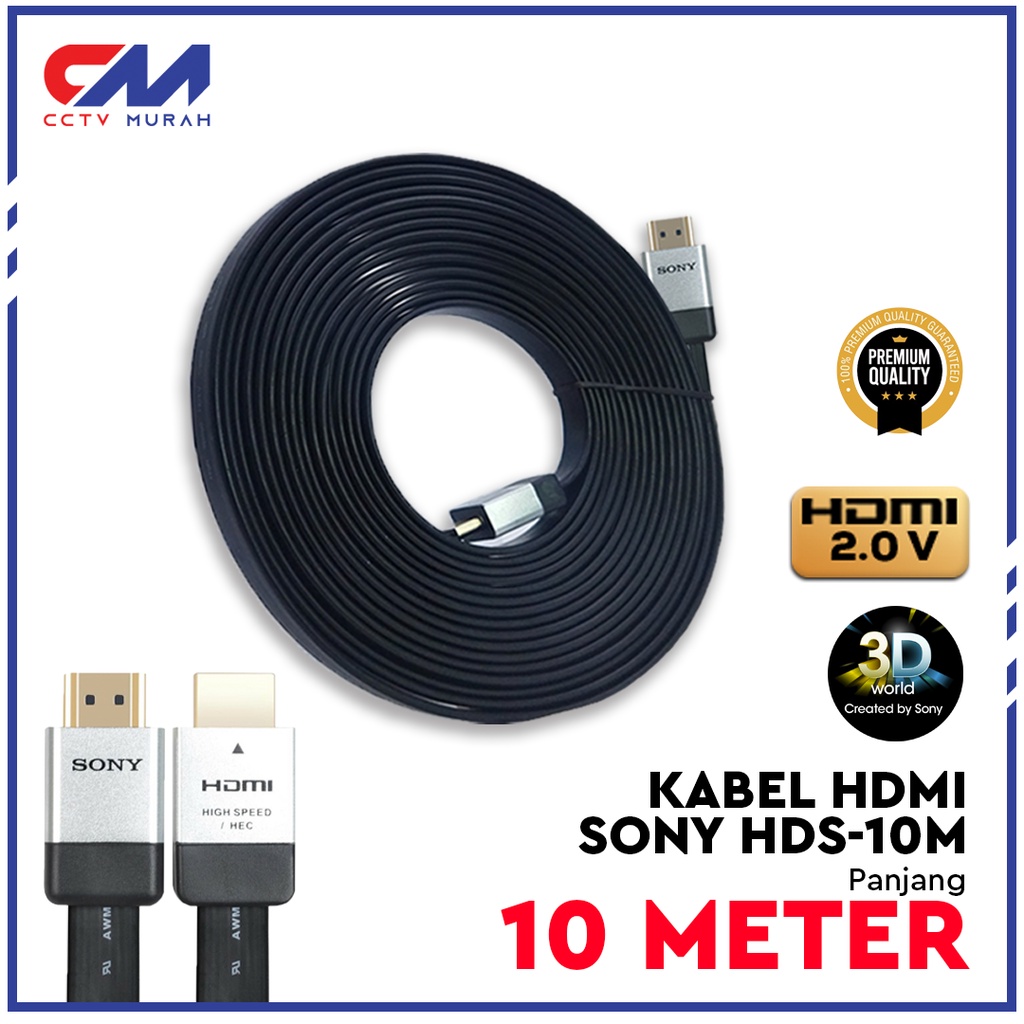 Jual KABEL HDMI SONY - CABLE HD TO HD - GOLD PLATE 3D Support - VERSI 2.0 - 10 METER | Shopee ...