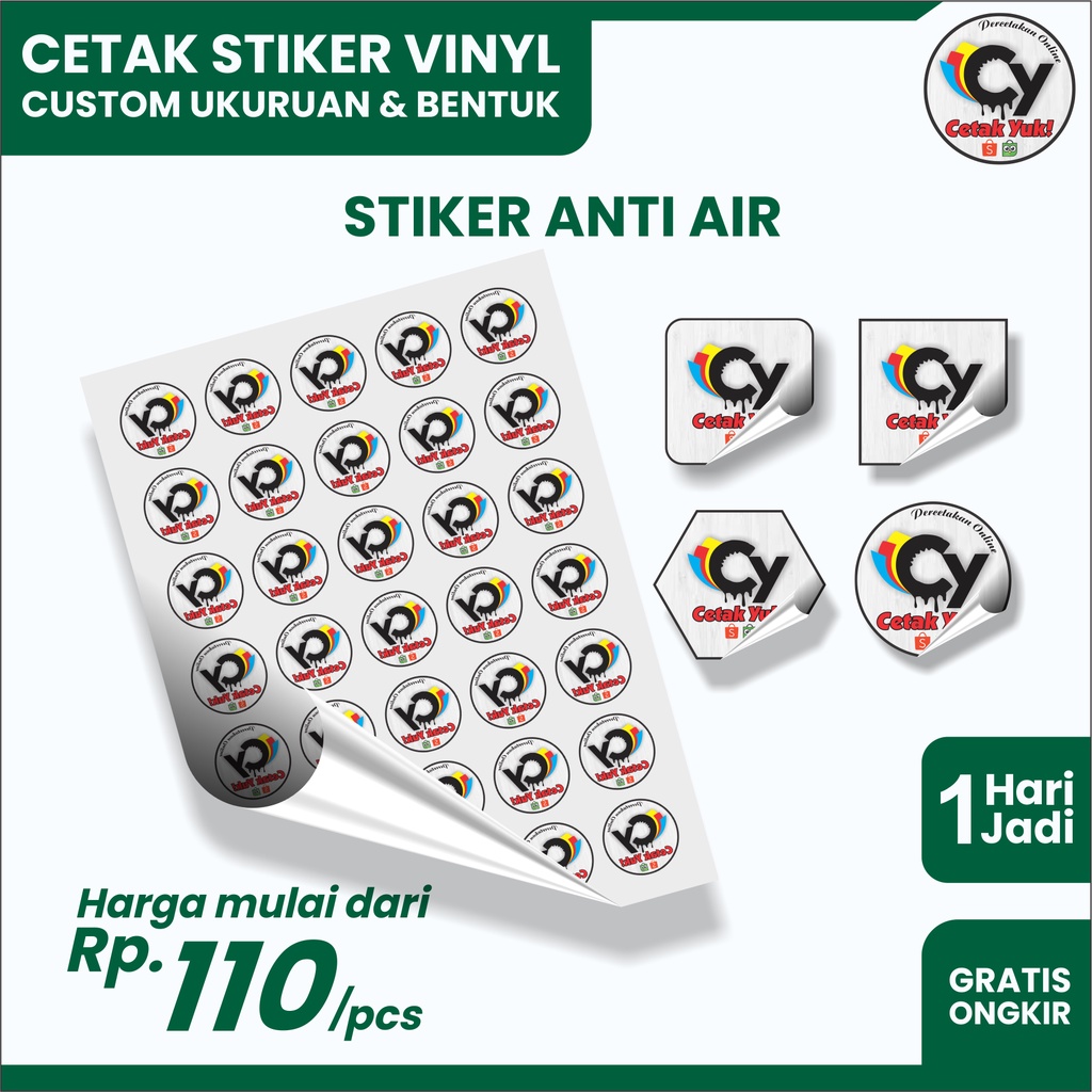 Jual Cetak Stiker Vinyl / Stiker Anti Air / + Cutting | Shopee Indonesia