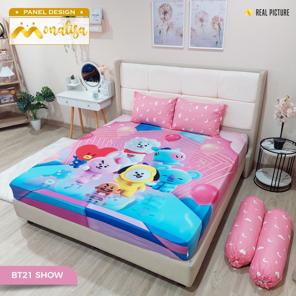 Jual Monalisa Sprei Panel Design/Desain 180X200 BT21 Show | Shopee ...