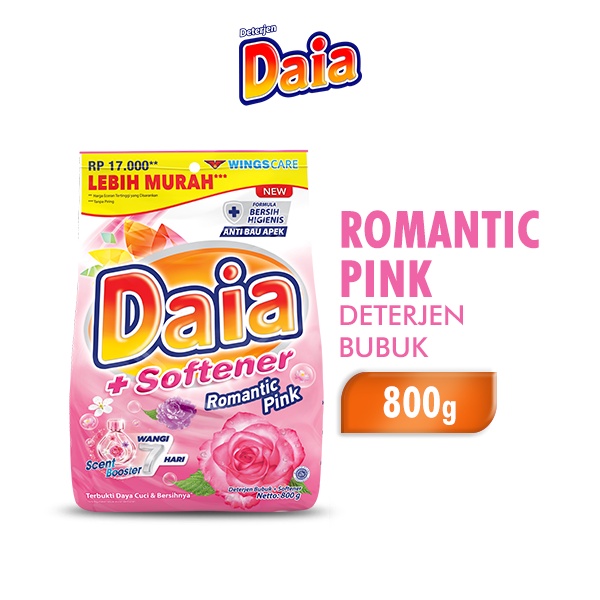 Jual Daia Deterjen Bubuk Romantic Pink Softener 800 gr | Shopee Indonesia