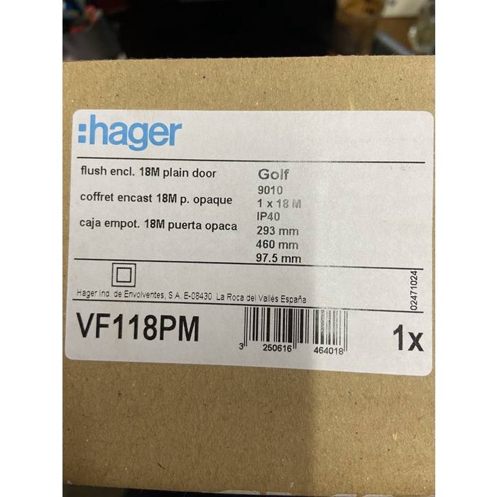 Jual Hager box MCB 18 grup Inbow VF118PM (tutup Putih susu) | Shopee ...