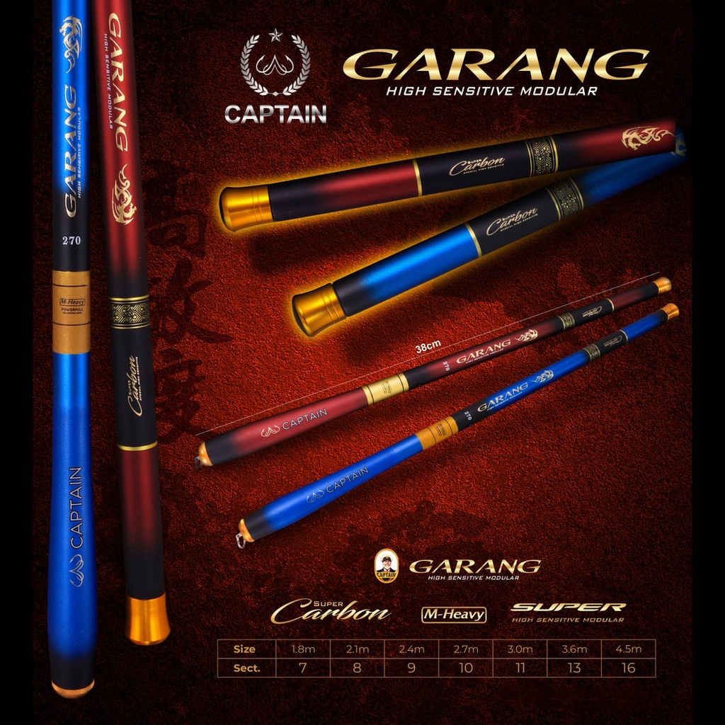 Jual Tegek Carbon Captain Garang 1,8m 2,1m 2,7m 4,5m | Shopee Indonesia
