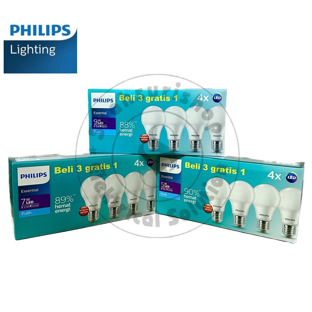Jual PHILIPS ESSENTIAL LED PACK 5 7 9 WATT BELI 3 GRATIS 1 LAMPU ...