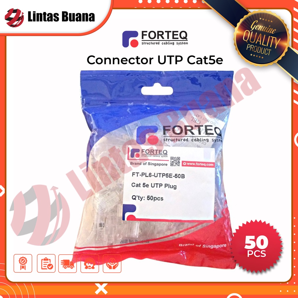 Jual FORTEQ Konektor Rj45 Cat 5e UTP Forteq Connector Cat5e isi 50pcs ...