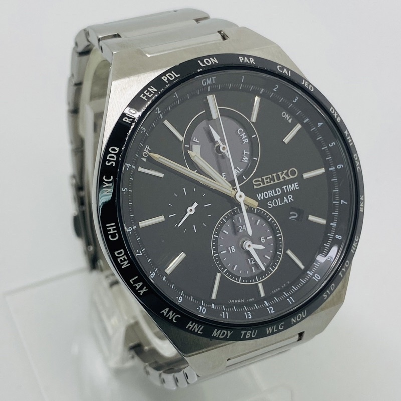 Jual Seiko Word Time Solar V195-0AE0 | Shopee Indonesia