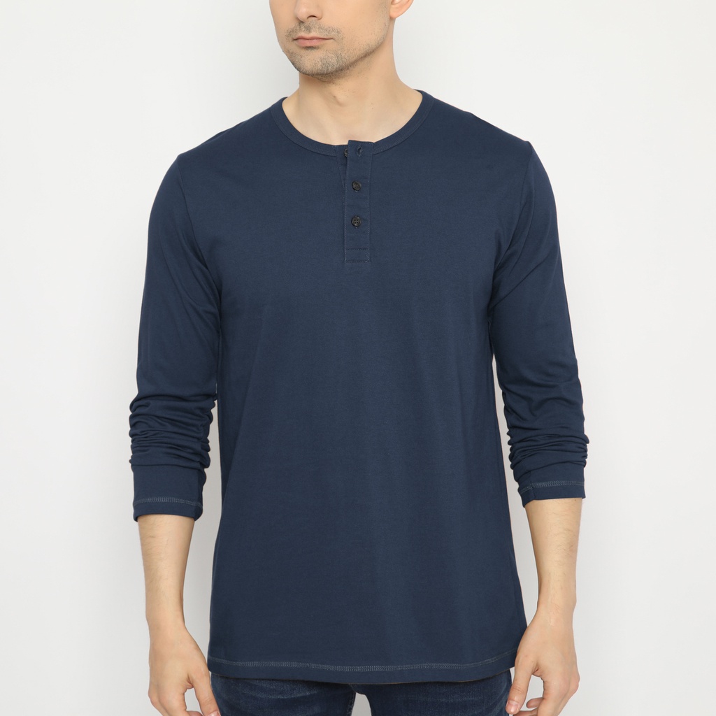 Jual RAVA - Baju Kaos Henley Lengan Panjang Soft Navy by RAVA (BEST ...